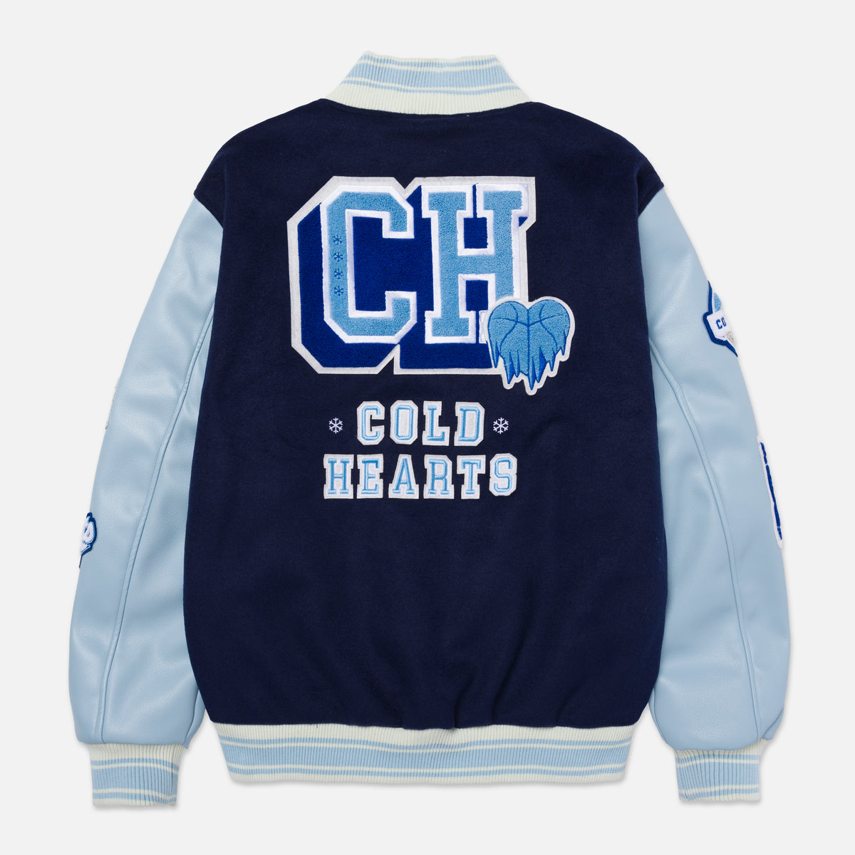Kids Cold Hearts Heart Varsity Jacket – OVERTIME