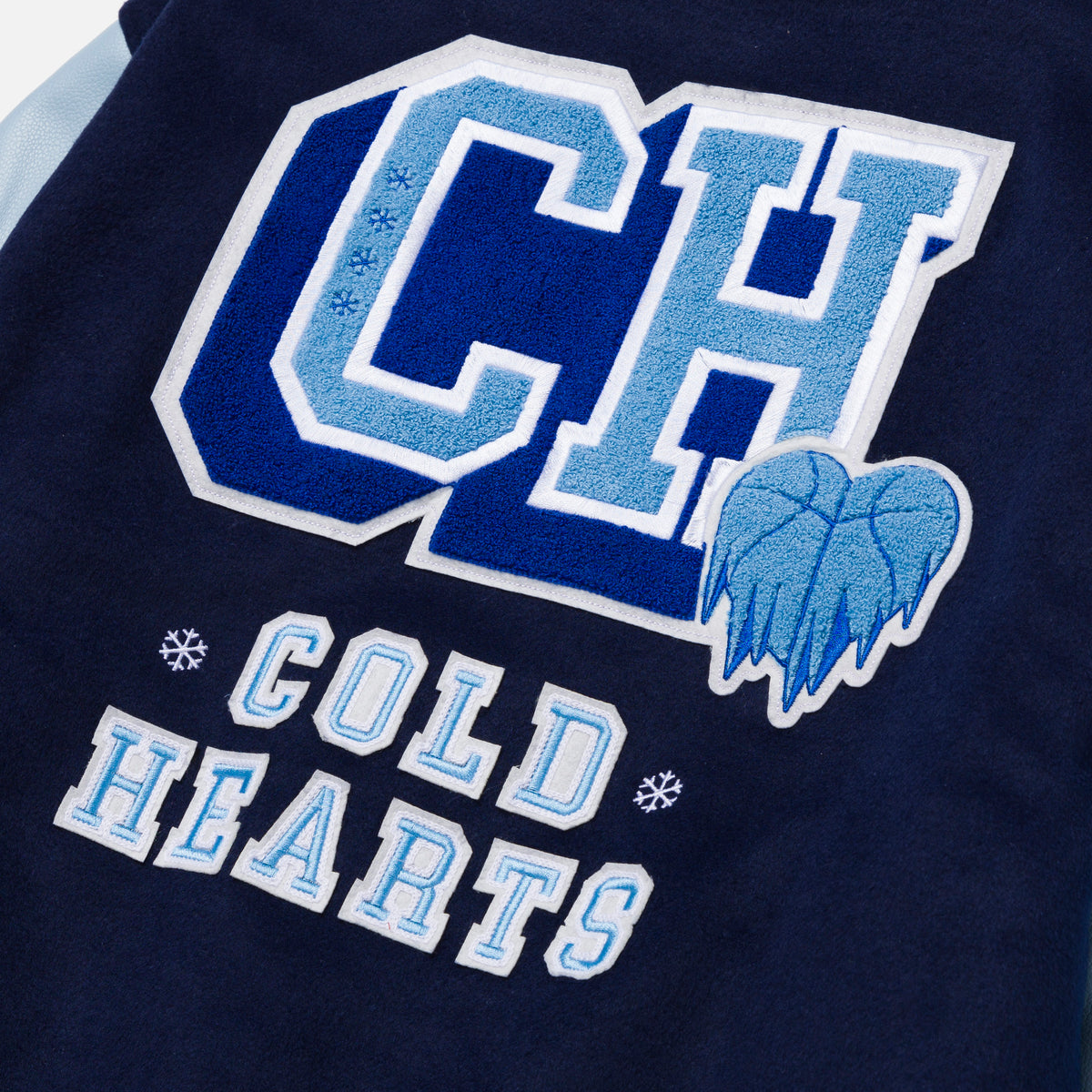 Kids Cold Hearts Heart Varsity Jacket – OVERTIME